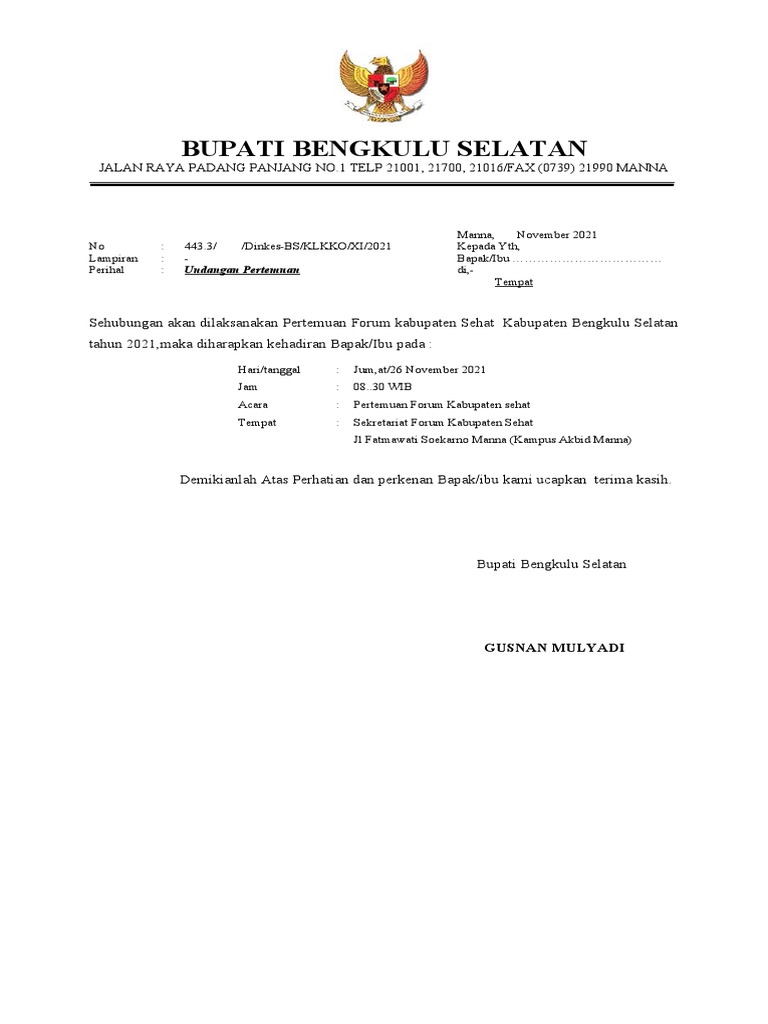 Surat Undangan BUPATI | PDF
