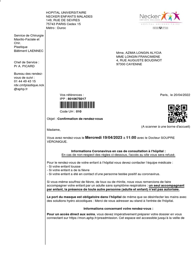 Courrier RDV PDF | PDF