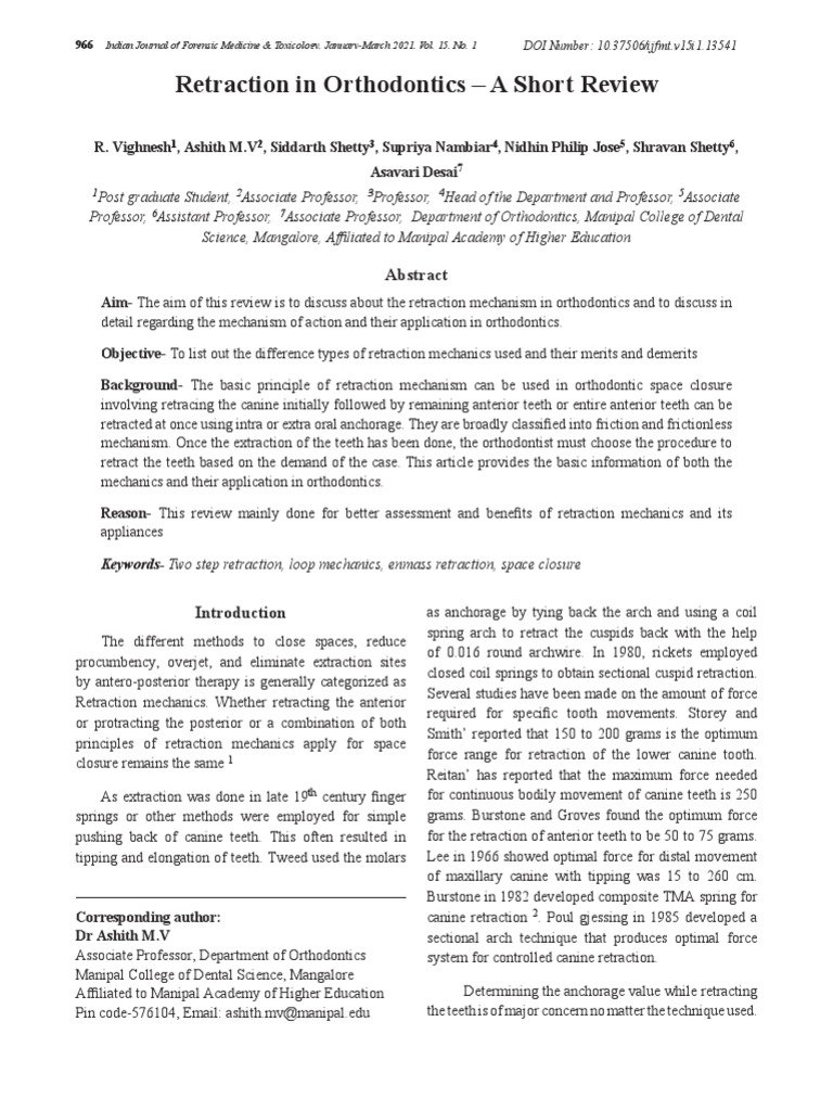 Retraction Mechanism in Ortho | PDF