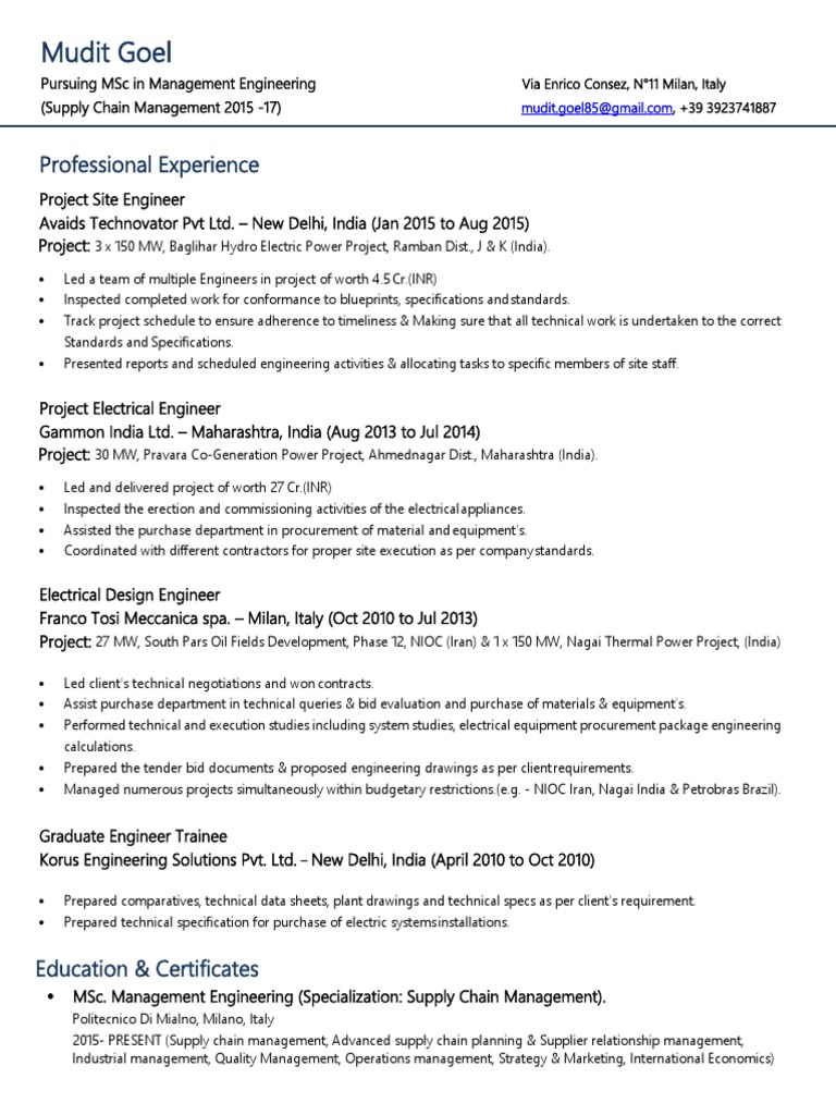 Mudit-Goel CV.R. | PDF | Supply Chain | Procurement