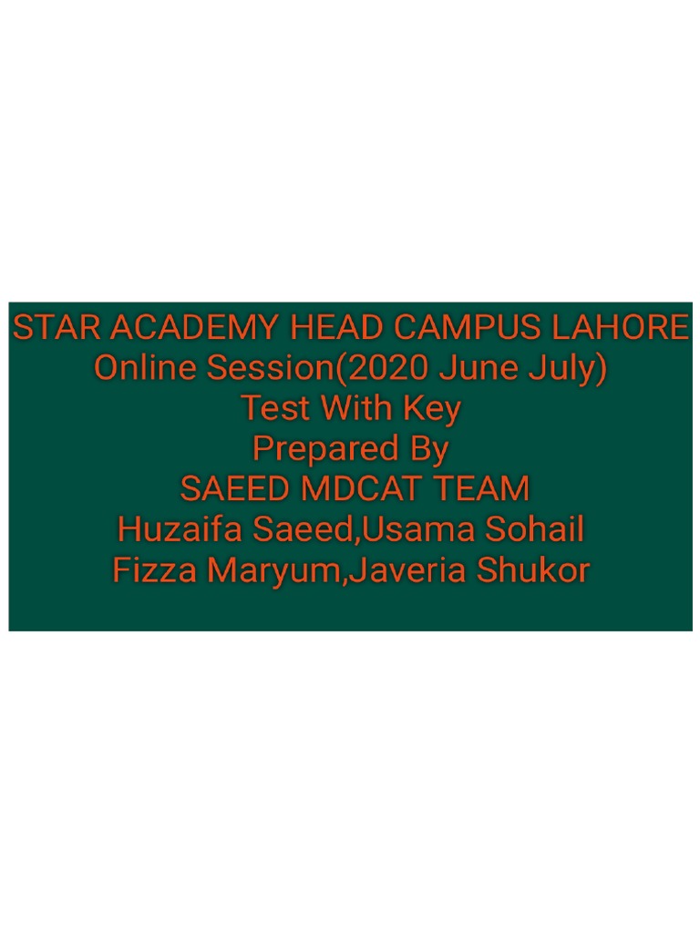 Star Chemistry Test (2020) C1-C13 With Key PDF | PDF