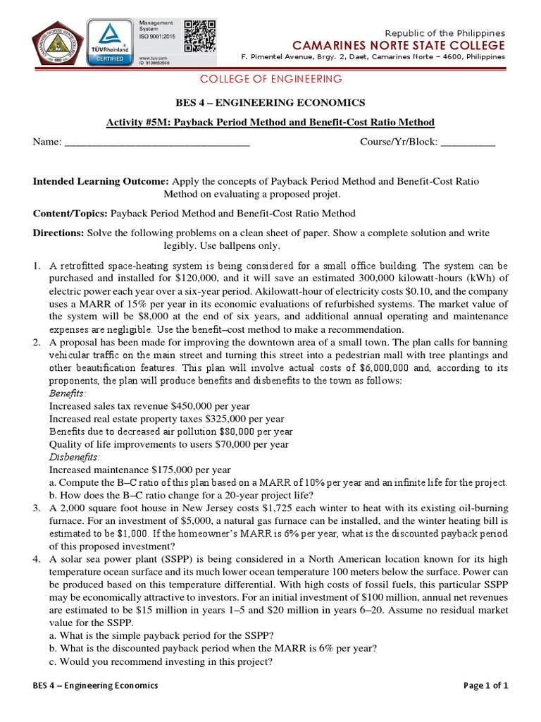 Payback BC Method | PDF | Investing | Cost–Benefit Analysis