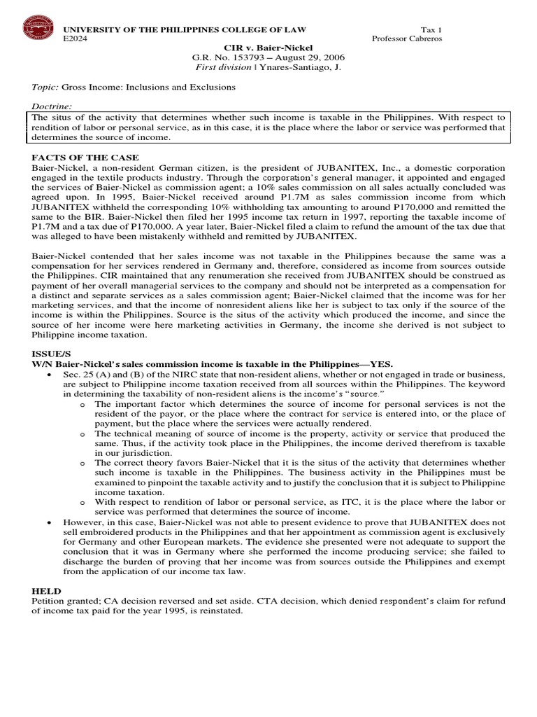 CIR v. Baier-Nickel | PDF