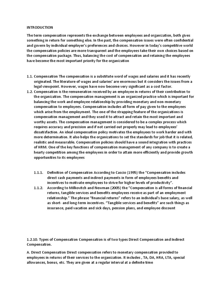 INTRODUCTION To Compensation | PDF