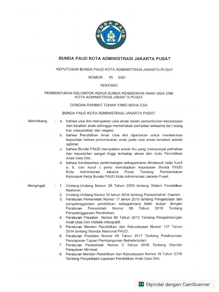 SK Pokja Bunda Paud Jakpus 2021 | PDF