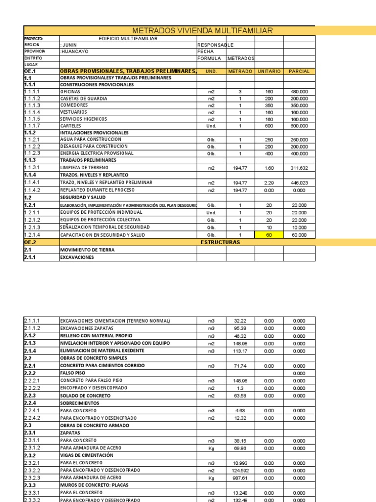 Programacion Vivienda Multifamiliar | PDF | Fundación (Ingeniería) | Carpintería