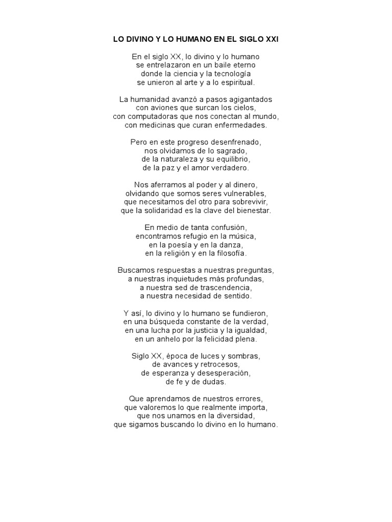 De Lo Divino y Lo Humano en El Siglo XXI PDF | PDF