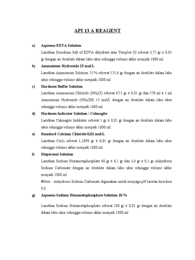 Pembuatan Reagent API | PDF