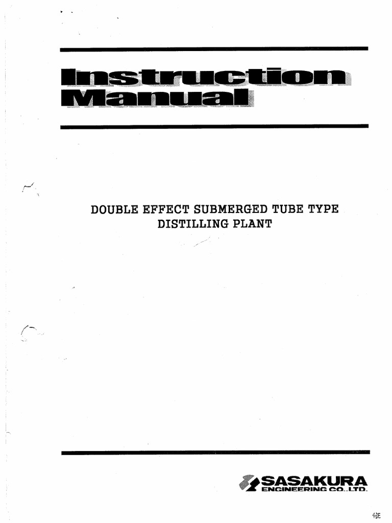Instruction Manual For Distilling Plant. | PDF