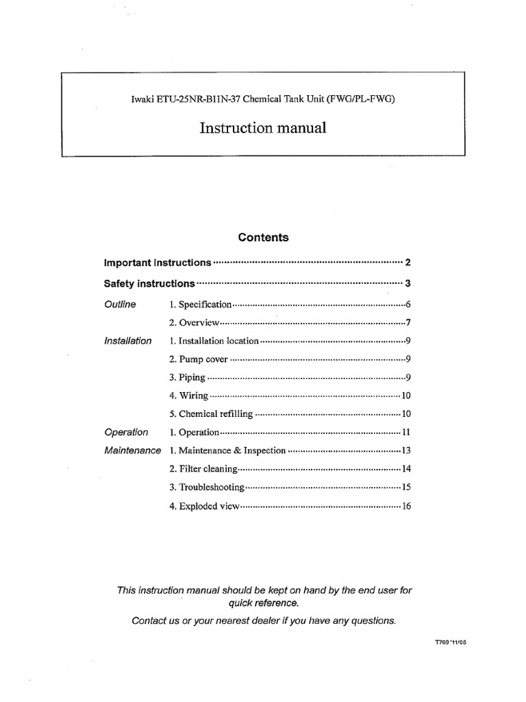 Instructuion Manual For Iwaki. | PDF