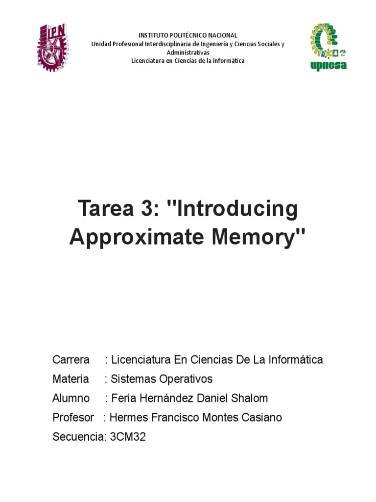 Tarea 3 Introducing Approximate Memory Pdf