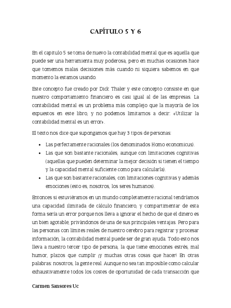 Capítulo 5 y 6 PDF | PDF | Mente | Contabilidad