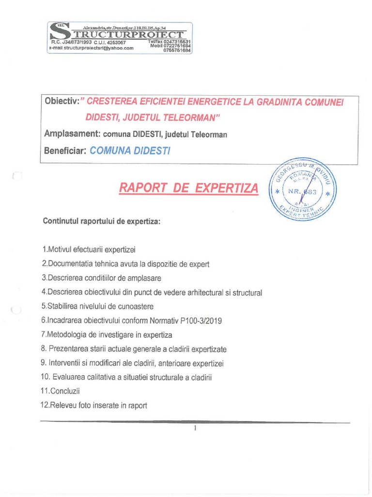 Raport de Expertiza Tehnica PDF | PDF