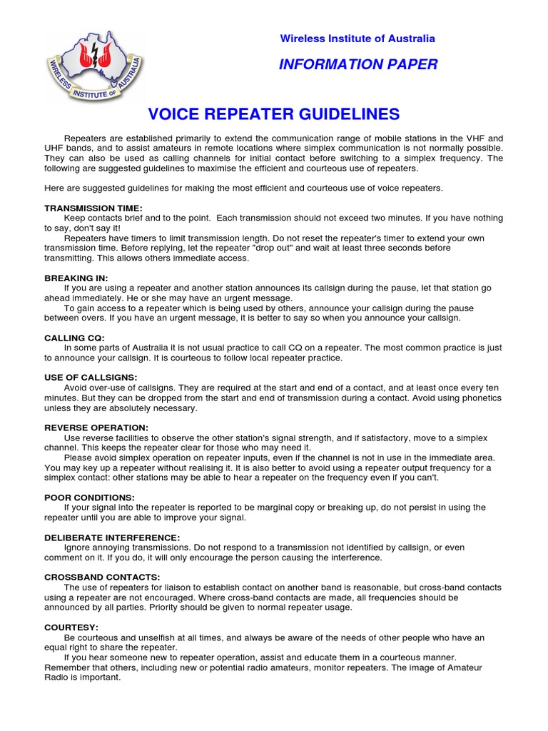 Voice Repeater Guidelines | PDF | Radio | Very High Frequency