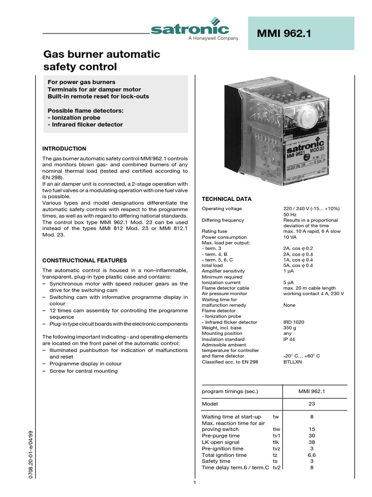 Controlling Gas Burners: An Overview of the Honeywell MMI 962.1 Gas ...