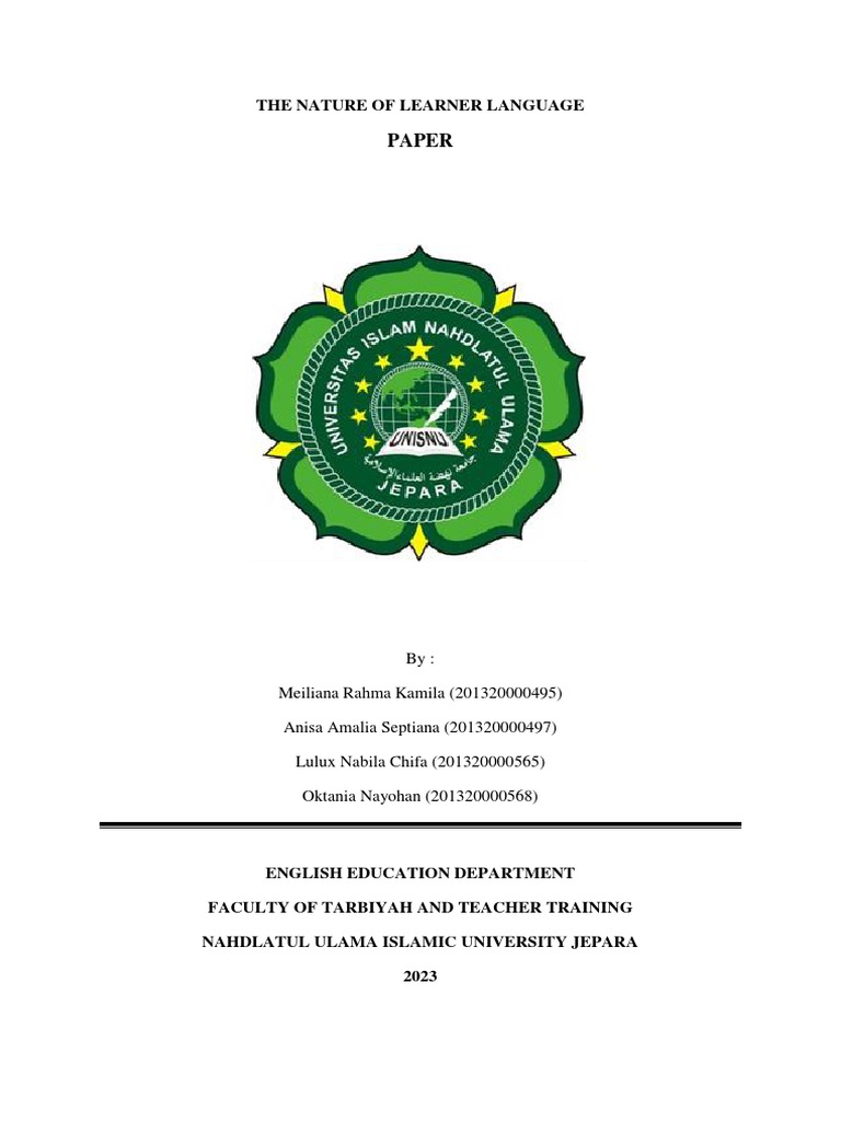 The Nature of Learner Language | PDF