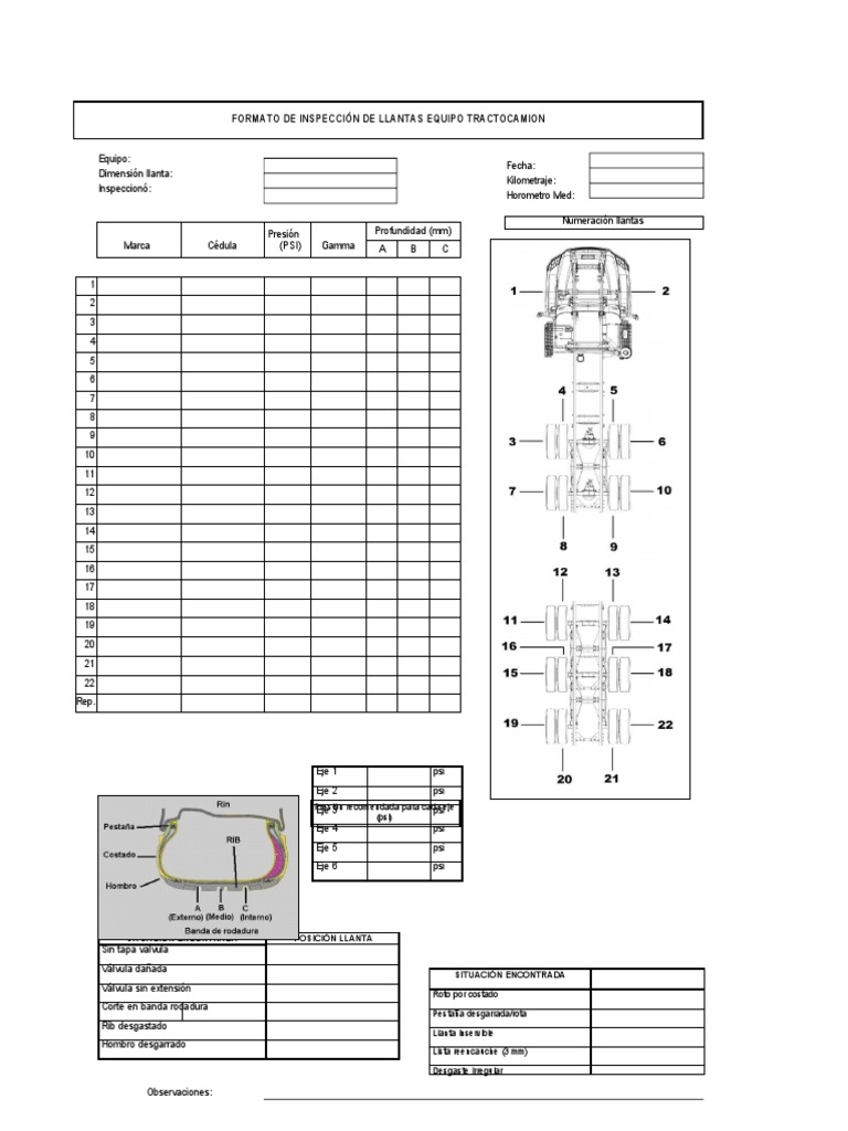 Formato Inspeccion de Llantas | PDF | Neumático | Materiales de construcción