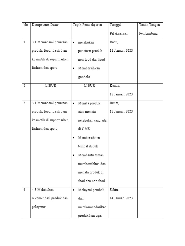Catatan Kegiatan PKL | PDF