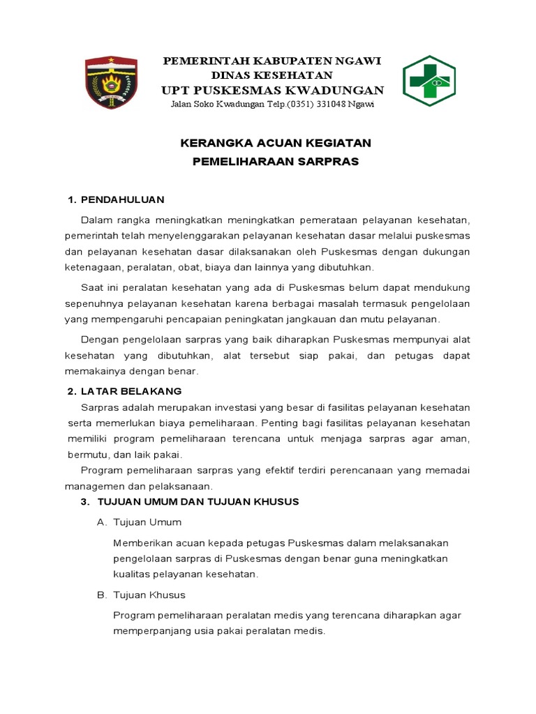 KAK pemeliharaan sarpras.doc | PDF