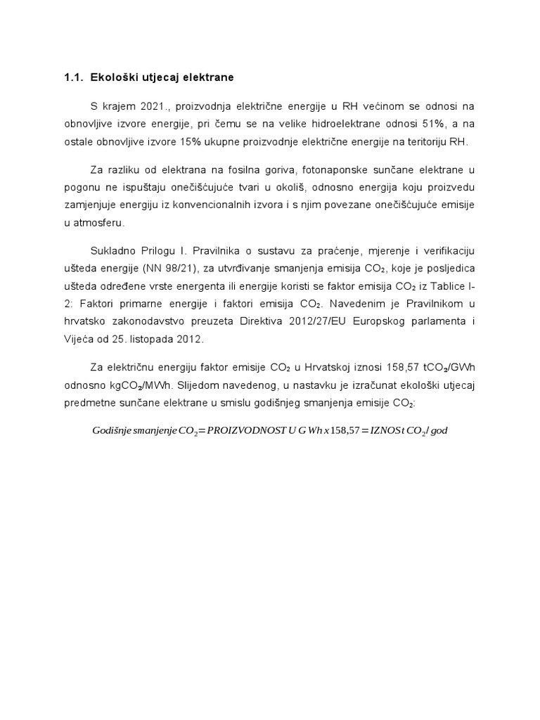 Ekološki Utjecaj Elektrane | PDF