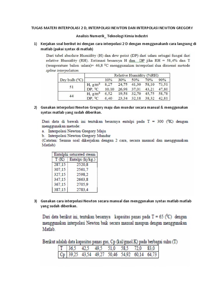 Interpolasi 2D dan Newton di Matlab | PDF
