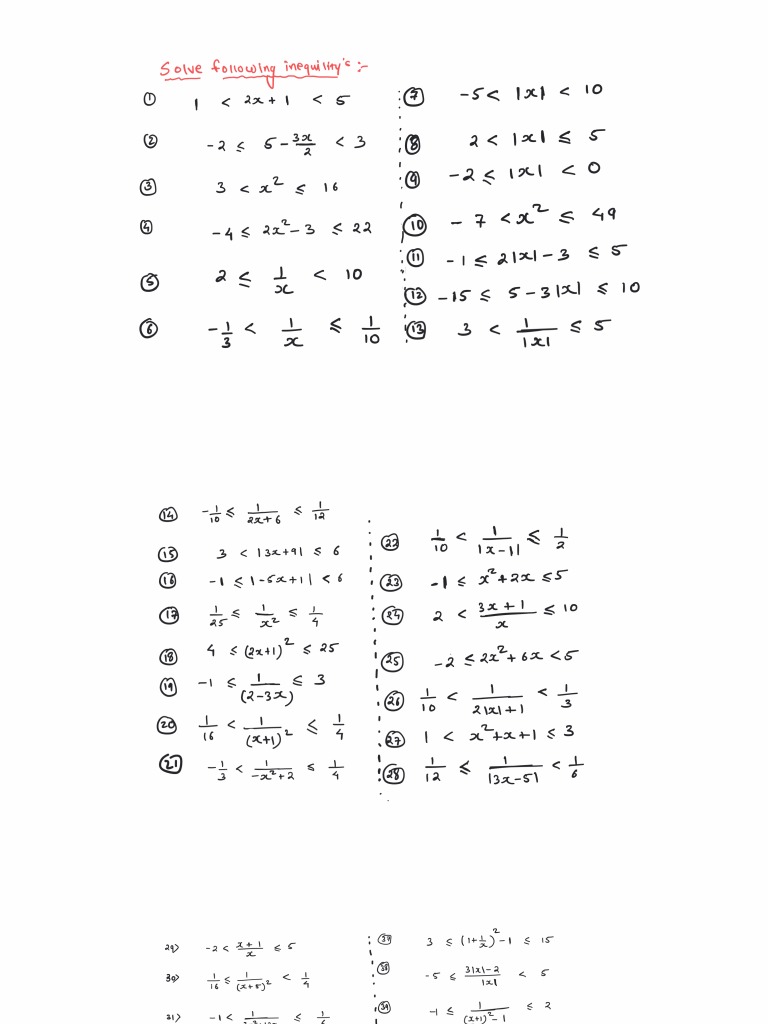 Basic Inequality Questions PDF | PDF