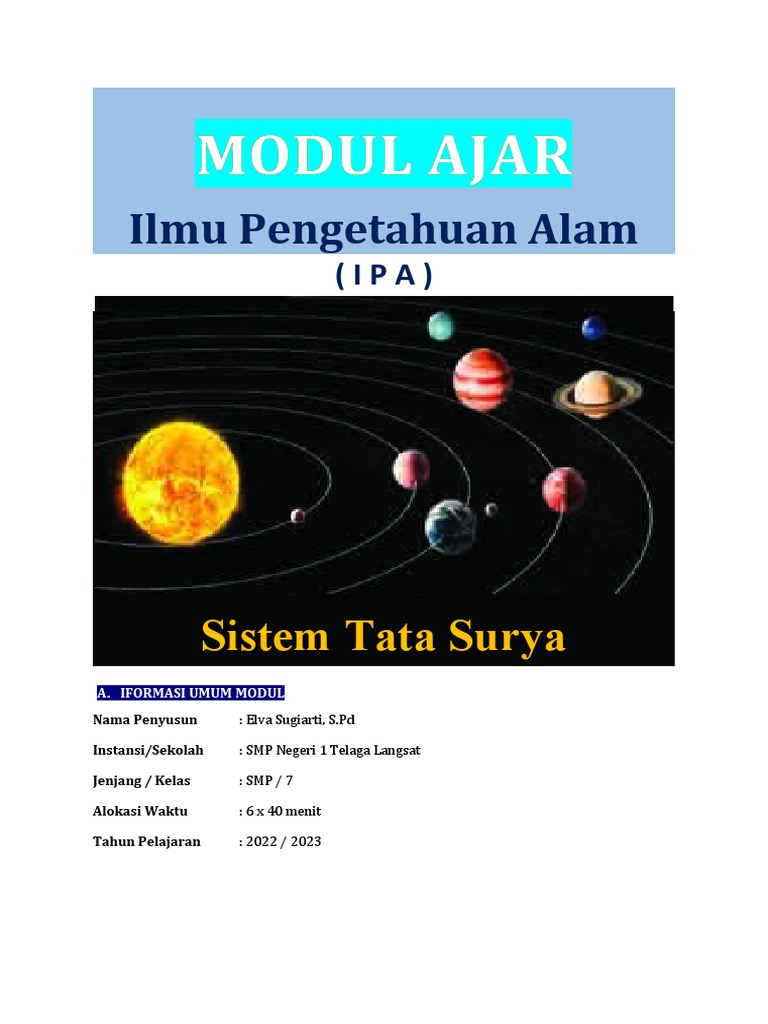 Modul Ajar IPA Kls 7 Genap-Bumi Dan Tata Surya | PDF