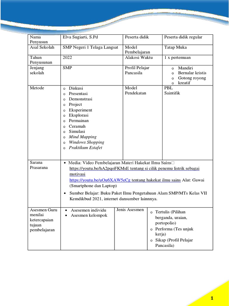 Modul Ajar IPA Kls 7 Ganjil-Hakikat Sains PDF | PDF