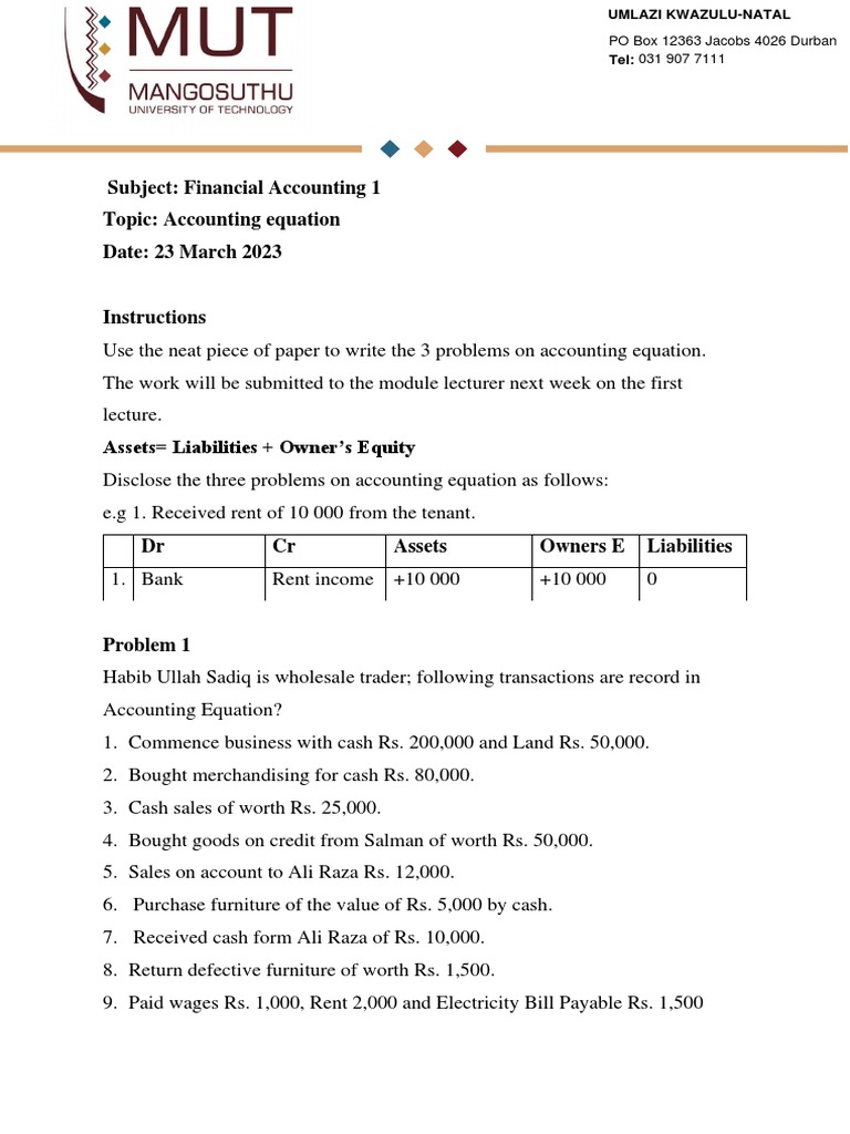 Accounting Equation Questionspdf Pdf 