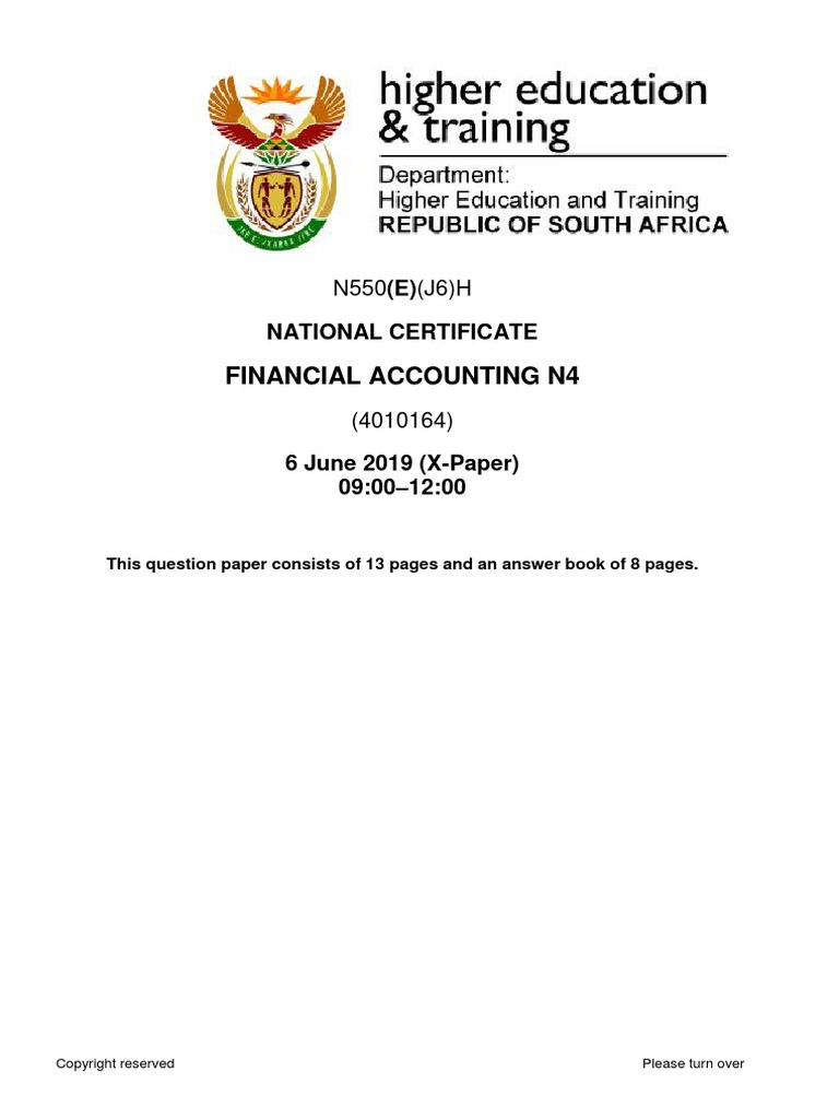 N550 - FINANCIAL ACCOUNTING N4 QP JUNE 2019 - ADall PDF | PDF