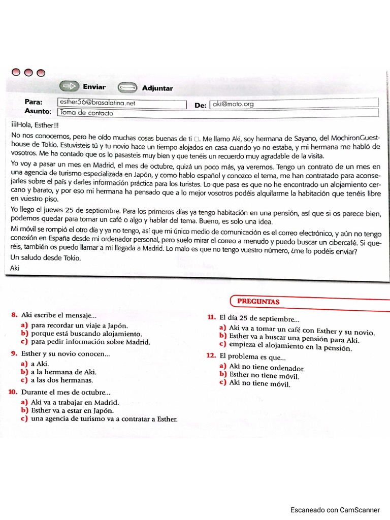 Carta - Comprensión Lectora Dele A2 PDF | PDF
