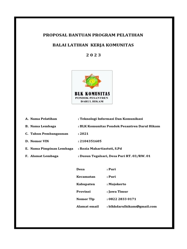 Proposal Pelatihan Teknologi Informasi | PDF | Karier & Perkembangan ...