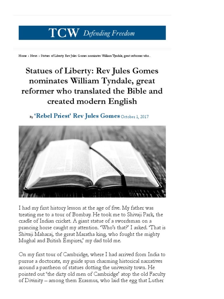 Tyndale: Father of Modern English & Liberty | PDF | Social Science ...