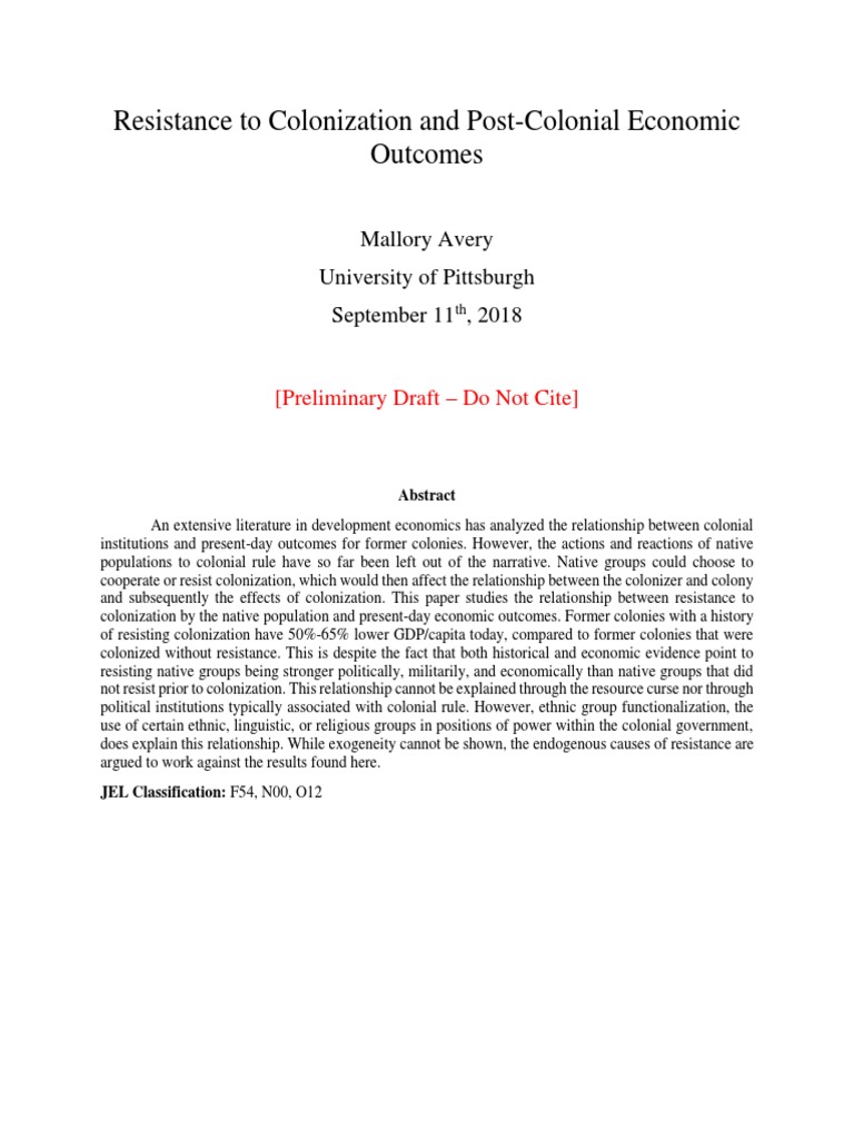 Resistance to Colonization Linked to Lower GDP | PDF | Colonialism ...