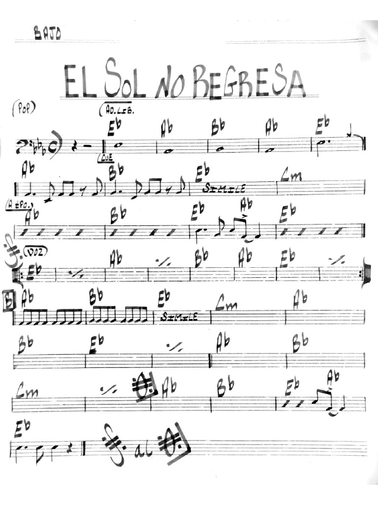 El Sol No Regresa (Bass) | PDF