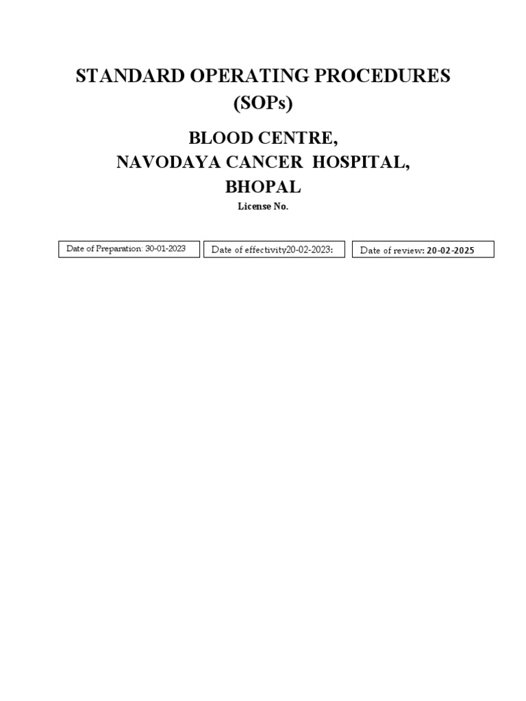 Blood Donation SOPs and Deferral Guidelines | PDF | Science & Mathematics