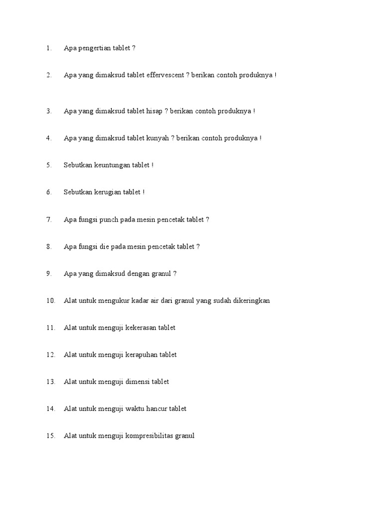 Soal Games Sediaan Tablet | PDF | Pengembangan Diri