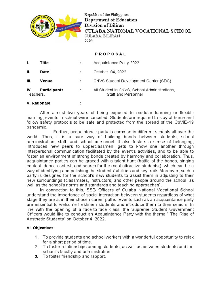 Acquaintance Party Proposal 2022 | PDF | Communication | Cognition