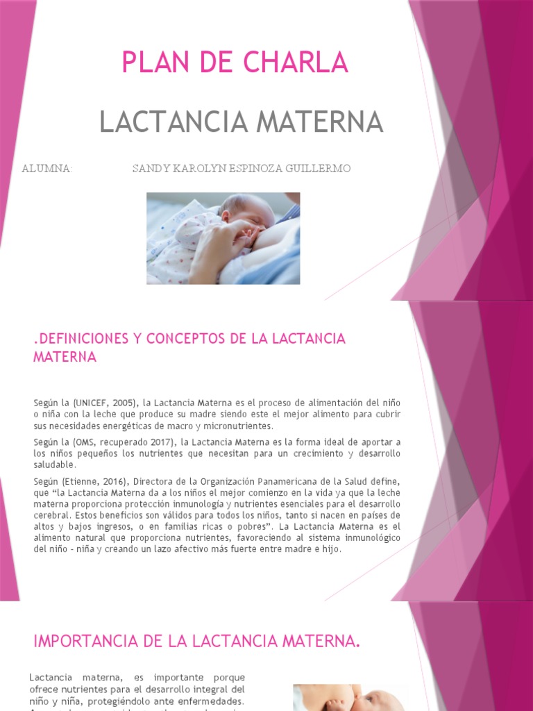 Plan de Charla - Leche Materna | PDF | Amamantamiento | Alimentos