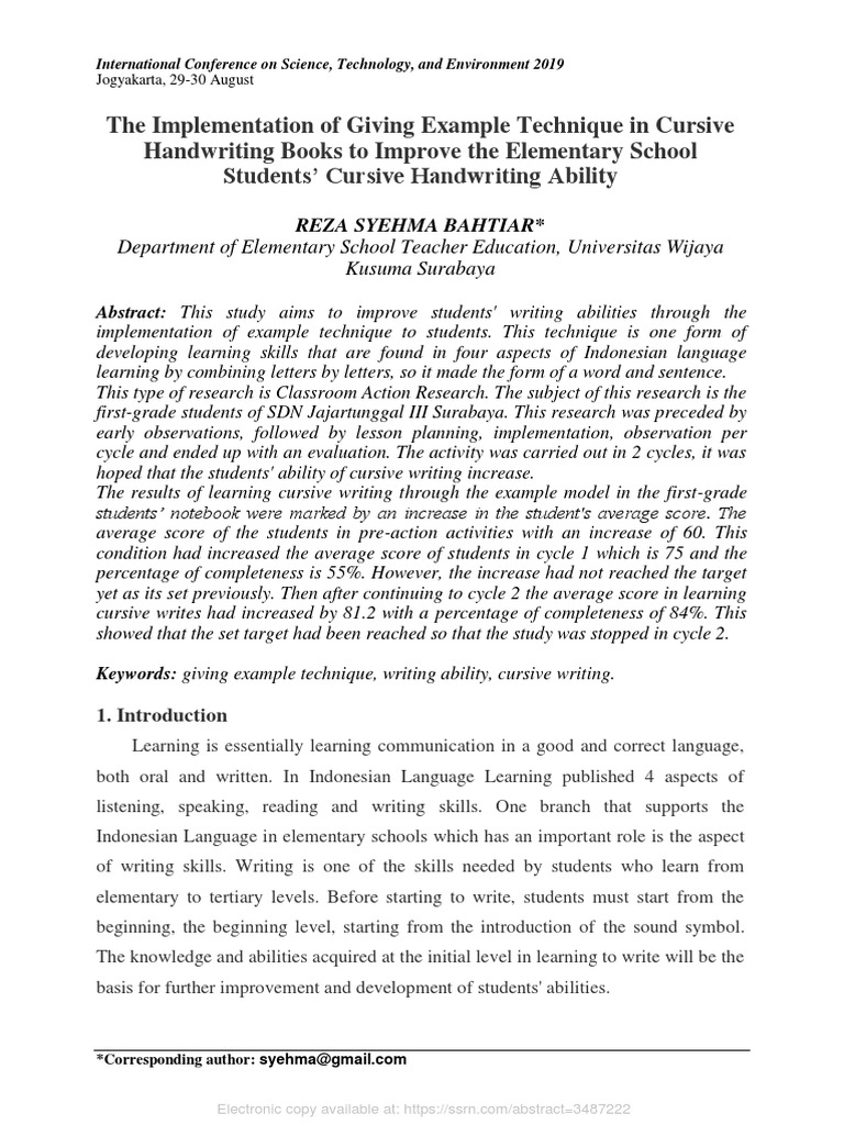 Prosiding The Implementation of Giving Example Technique in Cursive PDF ...