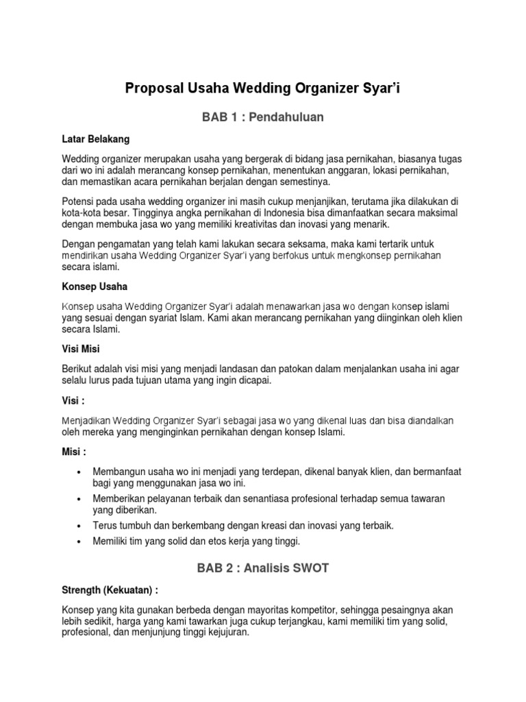Proposal Usaha Wedding Organizer PDF | PDF