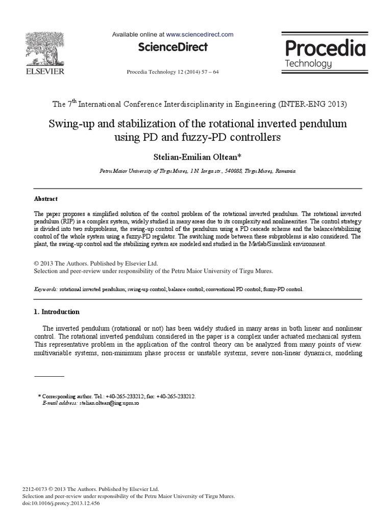 swing-up-and-stabilization-of-the-rotational-inverted-pendulum-using-pd-and-fuzzy-pd-controllers ...