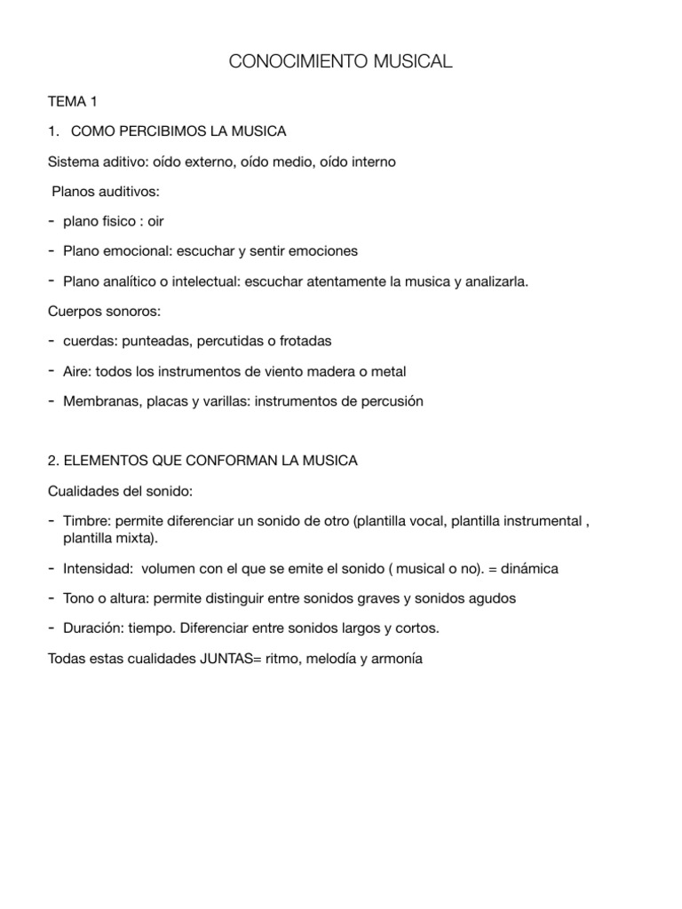 Conocimiento Musical Apuntes PDF | PDF