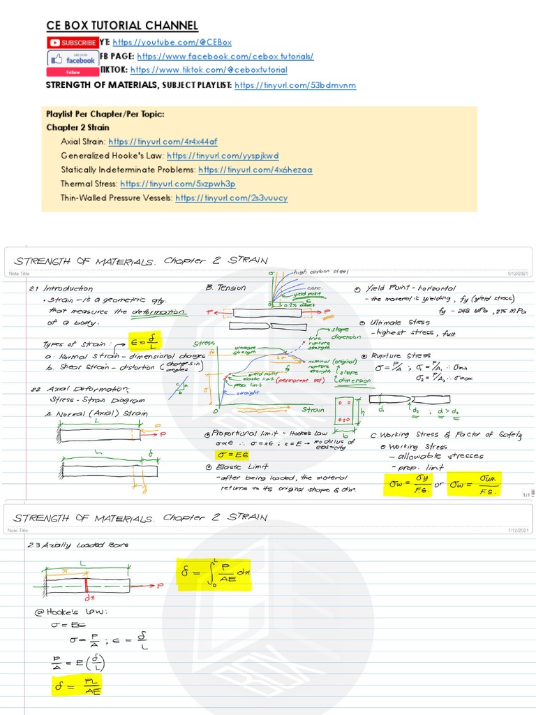Mechanics of Deformable Bodies Chapter 2 by CE Box PDF | PDF