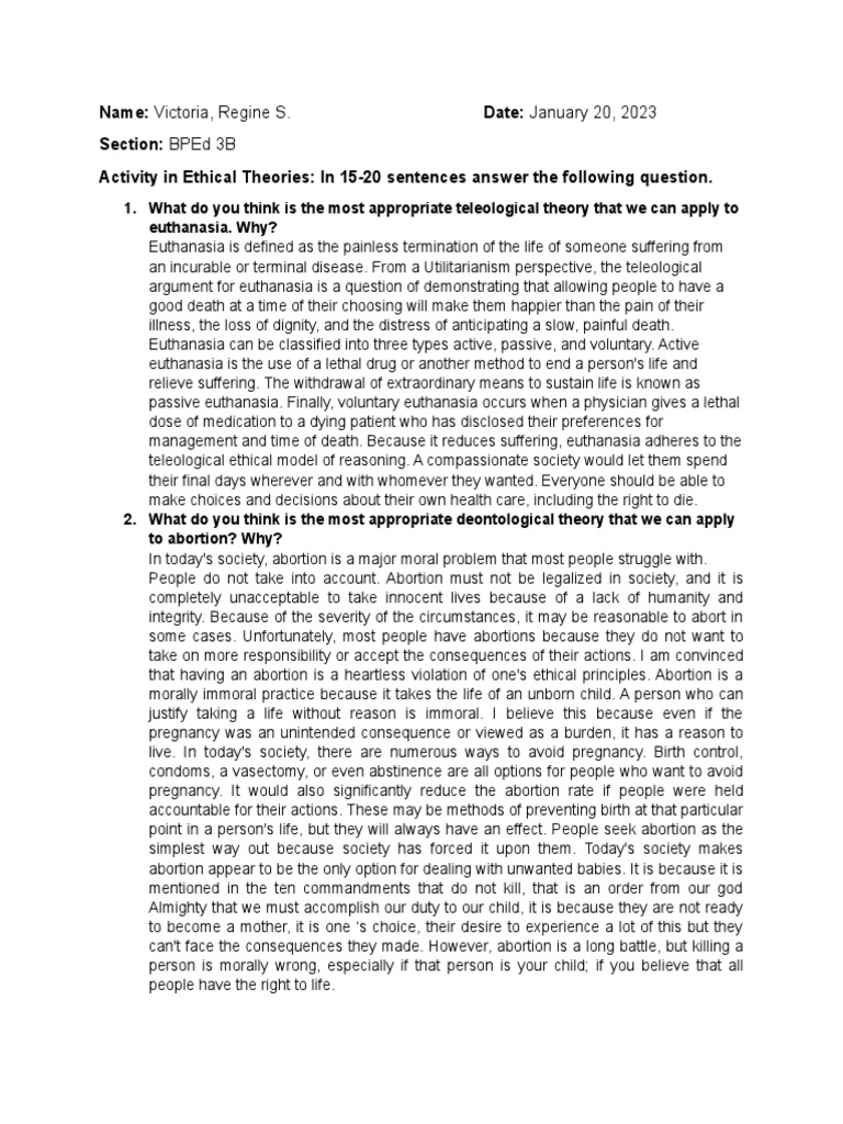 Activity in Ethical Theories | PDF