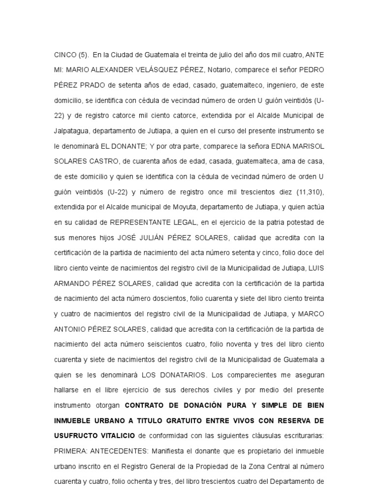 Escritura 5 | PDF | Propiedad | Pagos