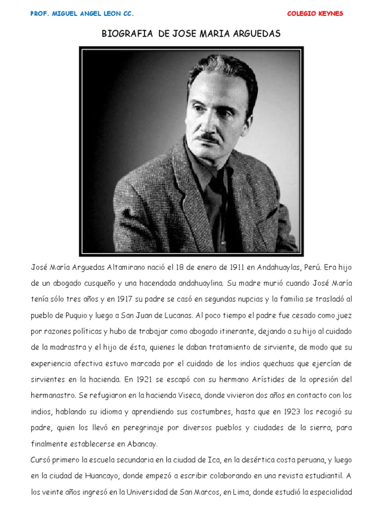 Biografia Jose Maria Arguedas PDF | PDF
