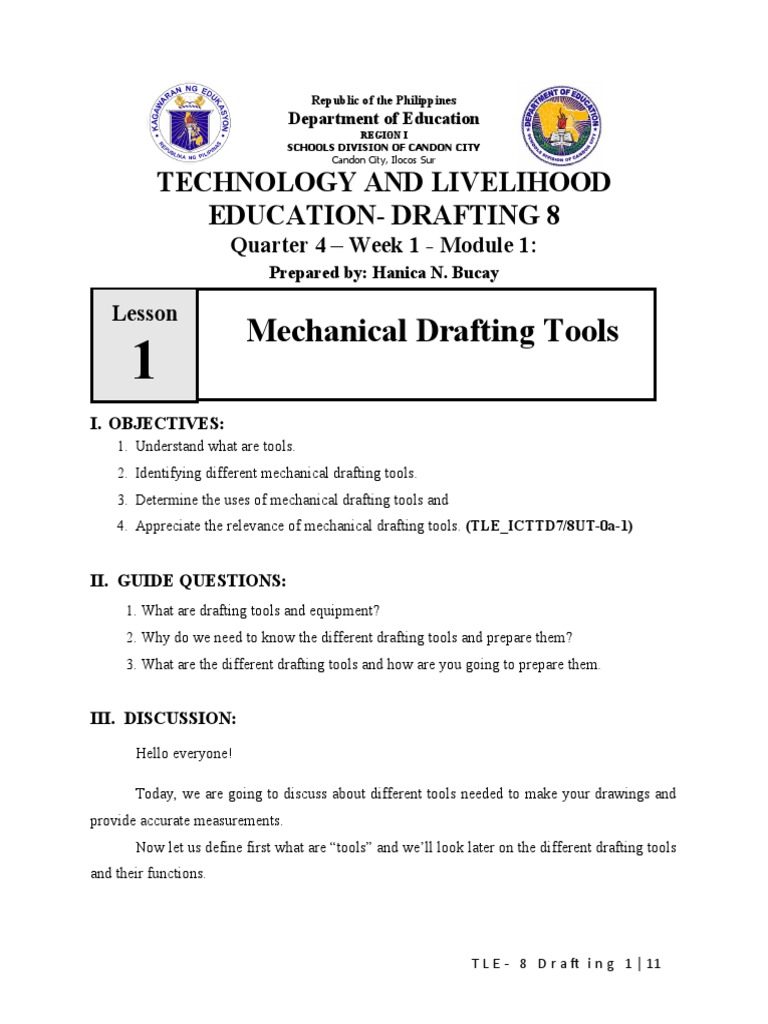 TLE-8-DRAFTING-Q4-M1-WEEK-1-IDENTIFY-DRAFTING-TOOLS | PDF