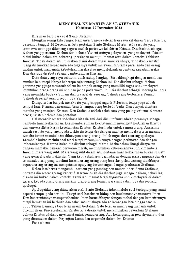 Katekese - Martir St. Stefanus | PDF