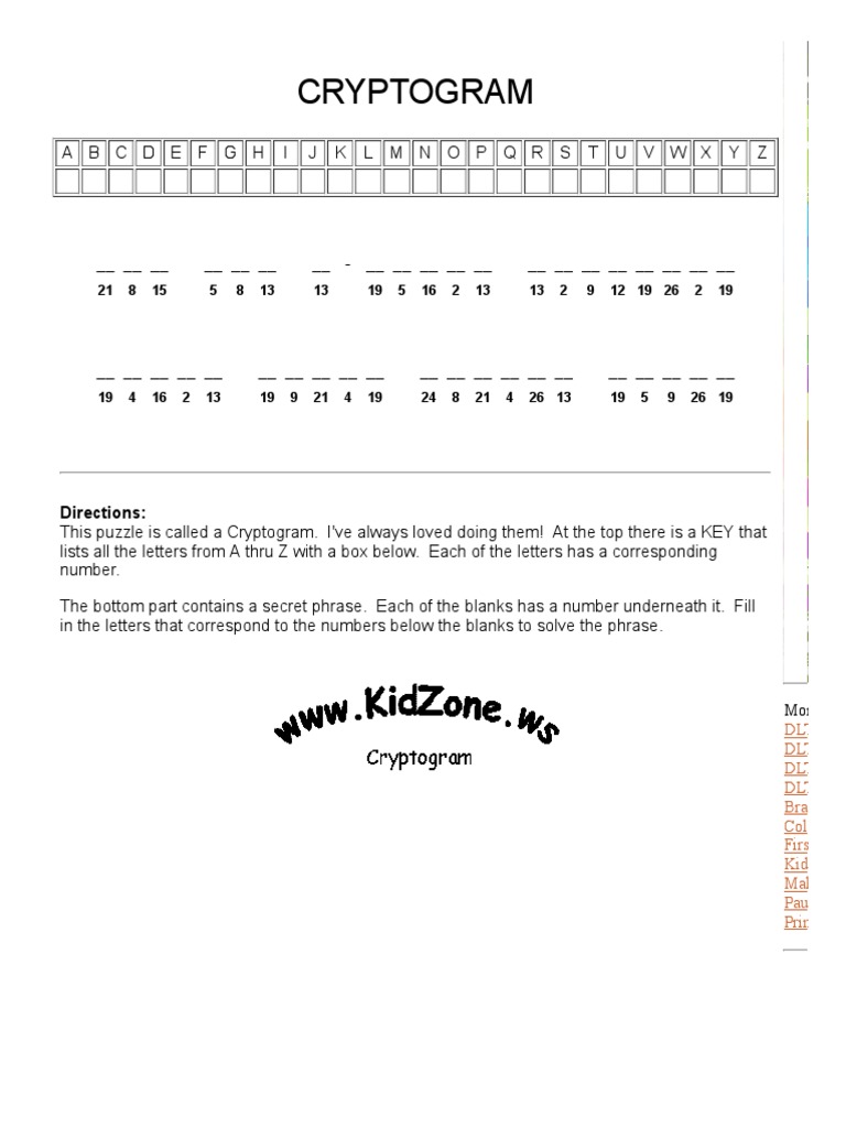 Cryptogram Unit 7 | PDF | Puzzles | Games Of Mental Skill